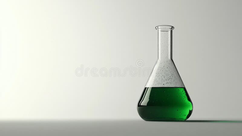 Green Liquid in Erlenmeyer Flask on White Background Stock Illustration ...