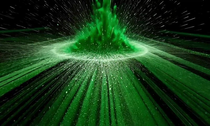 Green Liquid Exploding, Dark Background, Radial Lines, Abstract Art ...