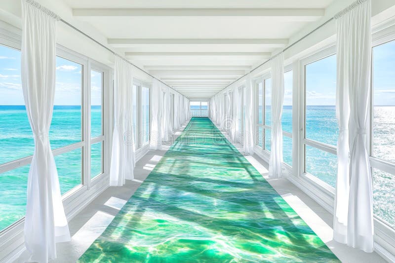 A Green Liquid is Flowing through the Hallway of a Modern Building ...