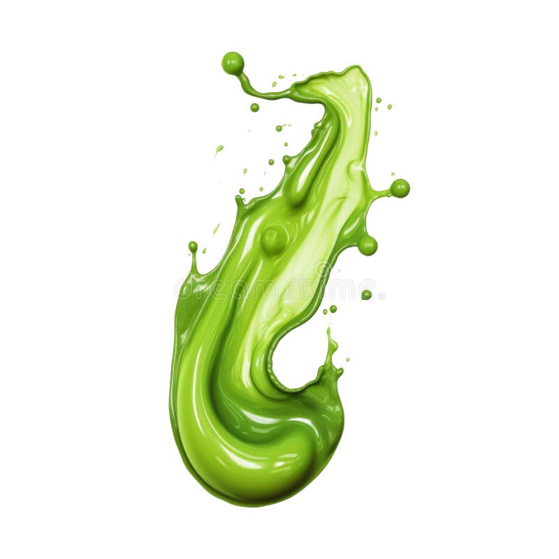Green Liquid Splash with Droplets Stock Photo - Illustration of shape ...
