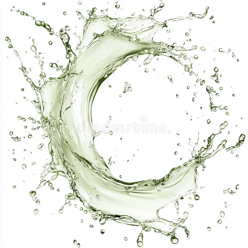 Green Liquid Splash Forming a Circle White Background Stock ...