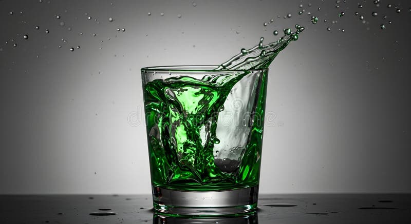Green Liquid Splashing in a Glass, a Refreshing and Vibrant Drink Stock ...