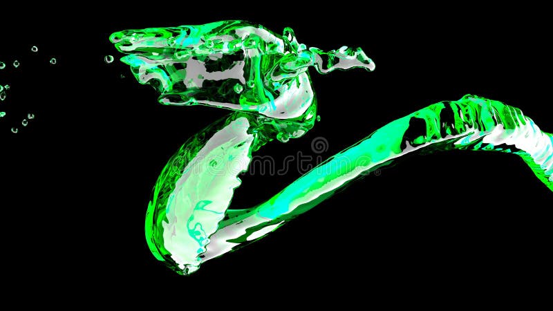 Green Liquid Stream Jet on Black Super Slow Motion 1000 FPS 3d Stock ...