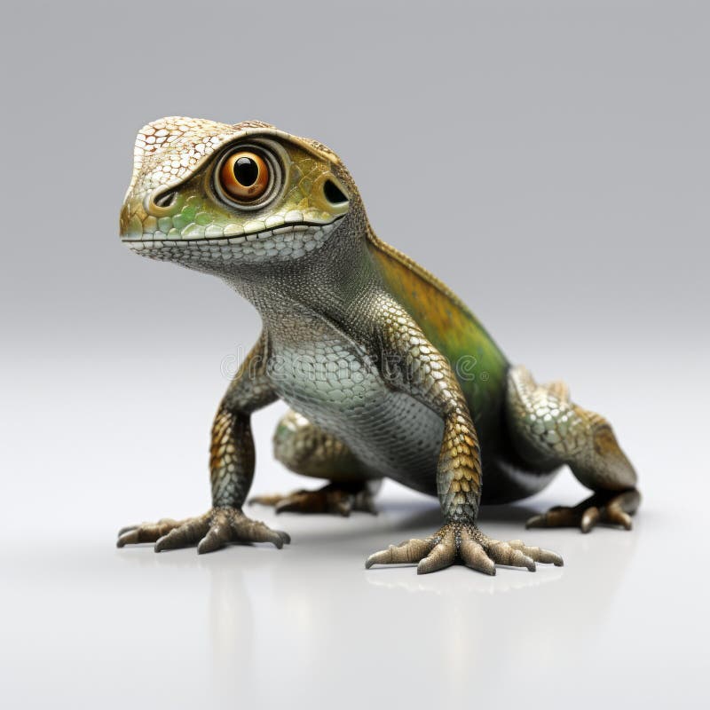 Hyperrealistic 3d Lizard Model with Metal Texture on White Background ...