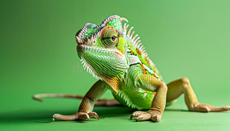 Green Lizard with a Yellow Stripe on Its Back. Stock Image - Image of ...