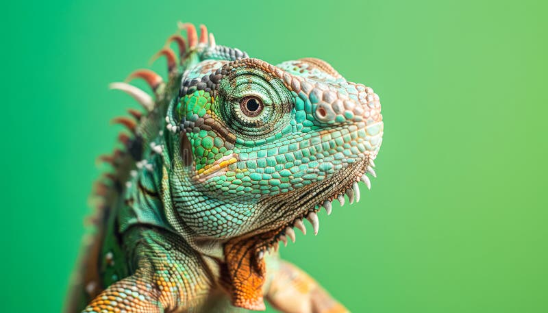 Green Lizard with a Yellow Stripe on Its Back. Stock Photo - Image of ...