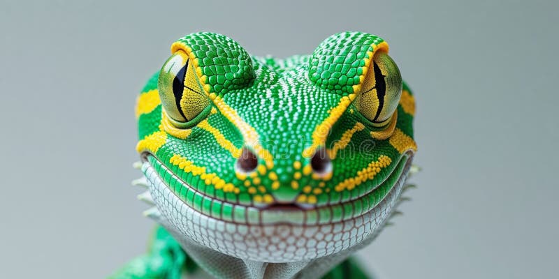 A Green Lizard with Yellow Stripes on Its Face. Stock Image - Image of ...