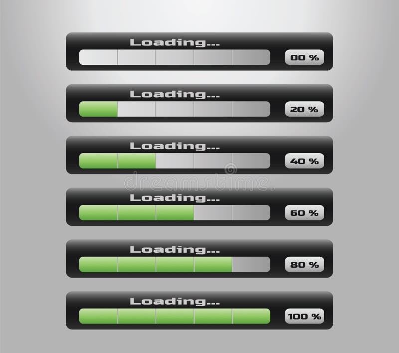 Green loading bars stock vector. Illustration of downloading - 35437303
