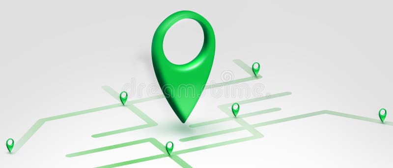 Green Location 3d Icon Marker or Route Gps Position Stock Illustration ...