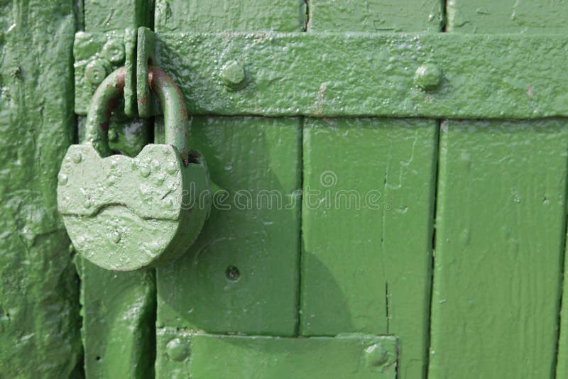Green lock stock photo. Image of painted, green, sign - 15584272