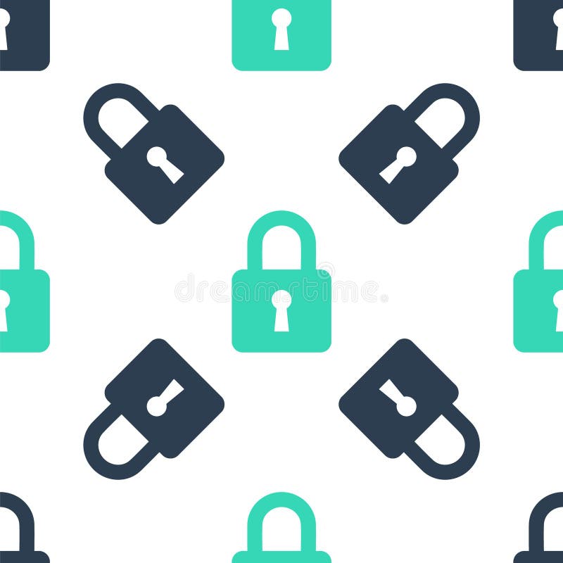 Green Lock Icon Isolated Seamless Pattern on White Background. Padlock ...