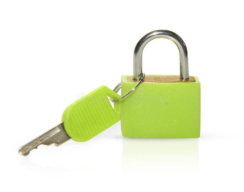 Green Lock Isolated on White Background Stock Image - Image of door ...