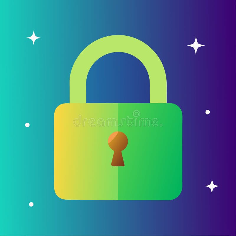 A Green Lock with a Keyhole on a Blue Background Stock Illustration ...