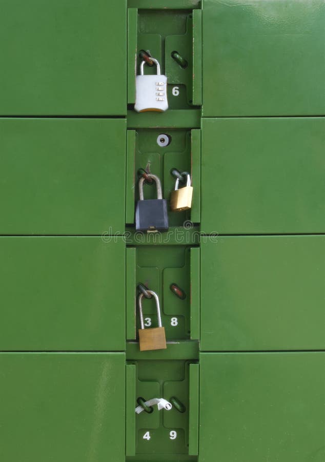 Green Locker Padlock Metal Security Inbox Doors Stock Photo - Image of ...