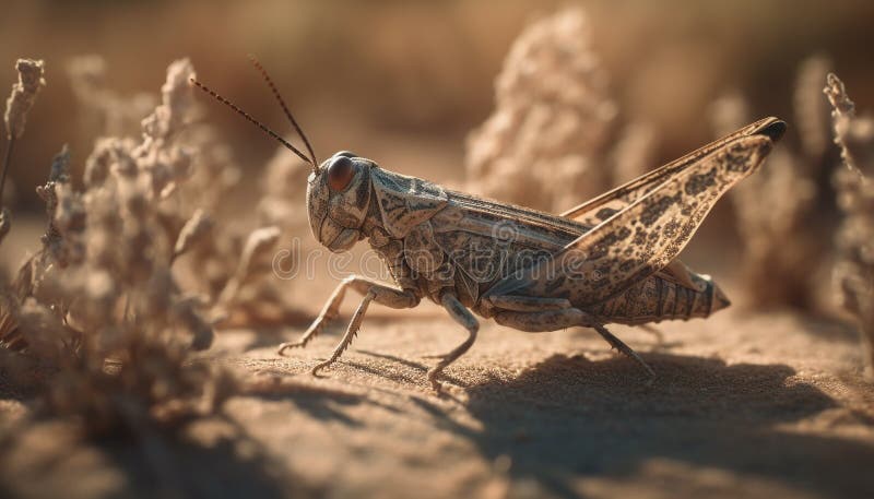 Green Locust Leg on Leaf in Sunlight Generated by AI Stock Illustration ...