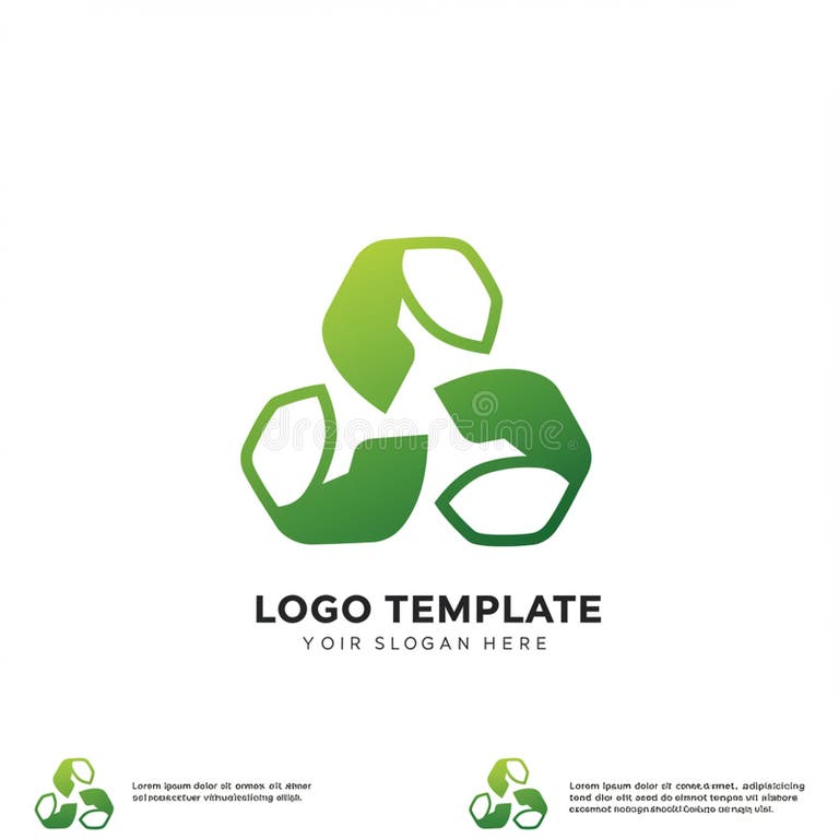Green Logo Template Featuring an Abstract Design Composed of Three ...