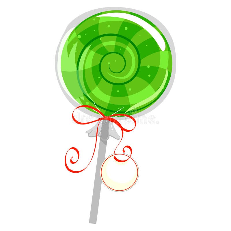 Green Lollipop with Wrapper and Tag Stock Vector - Illustration of ...