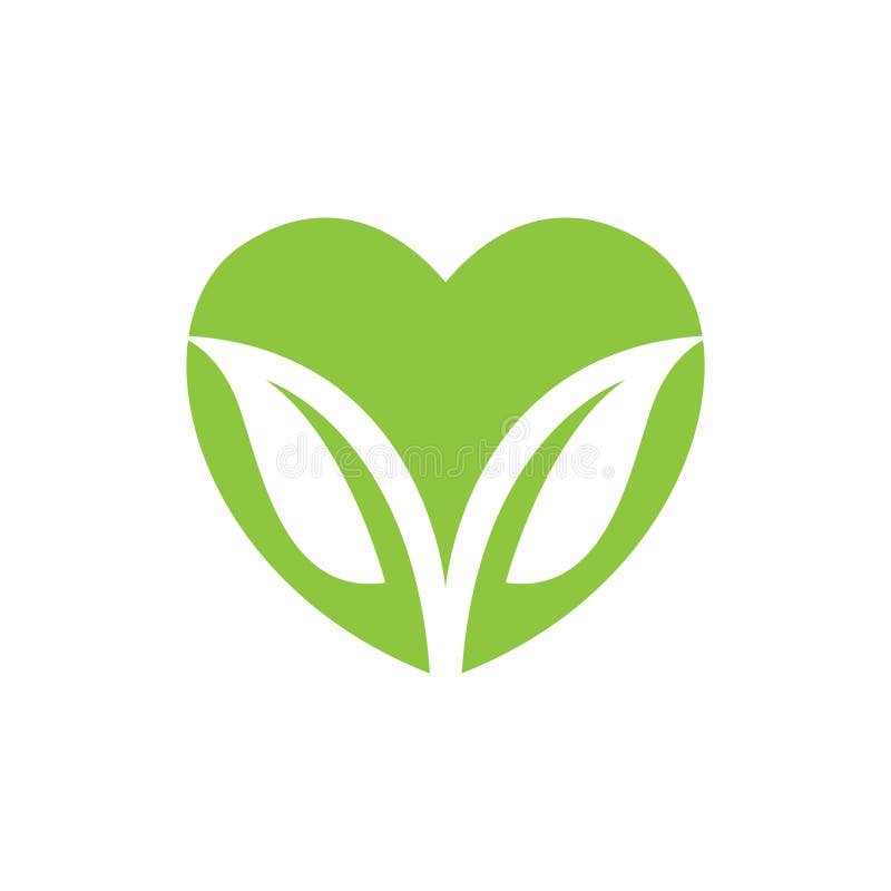 Green Love Shape with Leaf Growth Logo Design, Vector Graphic Symbol ...