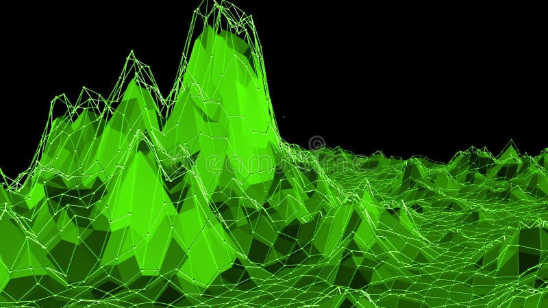 Green Low Poly Background Pulsating. Abstract Low Poly Surface As Brave ...