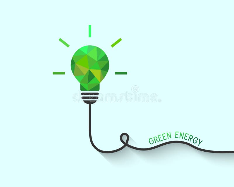 Green Low Poly Lightbulb As Saving Energy Concept Stock Vector ...