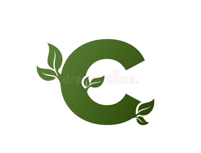 Green Lowercase Letter C with Leaves Icon. Alphabet Eco Logotype Stock ...