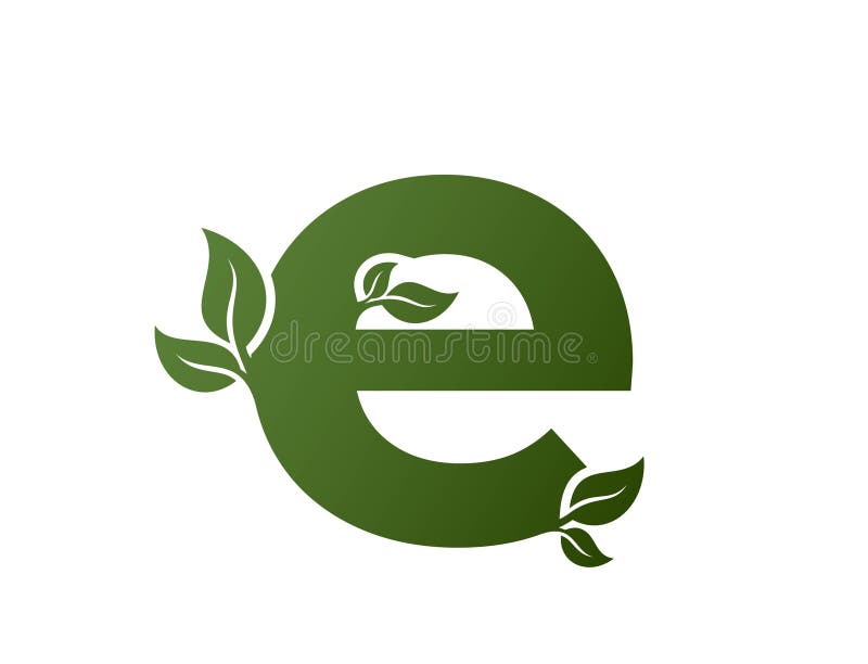 Green Lowercase Letter E with Leaves Icon. Creative Eco Logo Stock ...