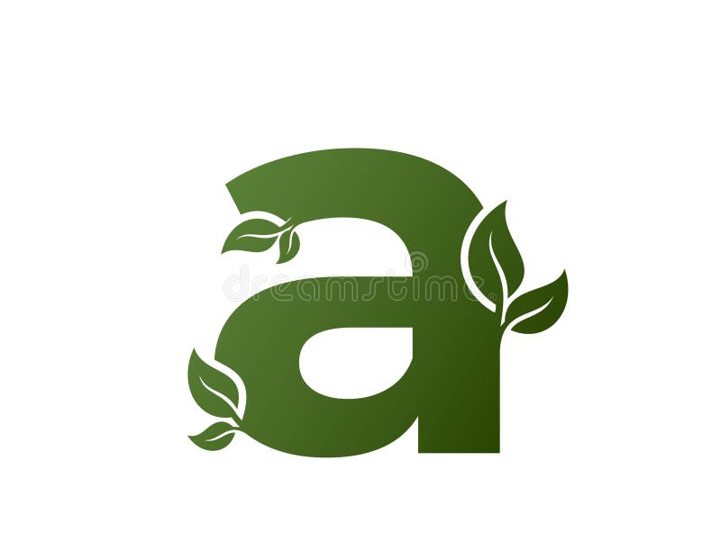 Green Lowercase Letter a with Leaves Icon. Creative Eco Logo Design ...