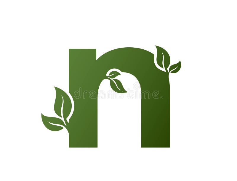 Green Lowercase Letter N with Leaves Icon. Creative Eco Logo Design ...