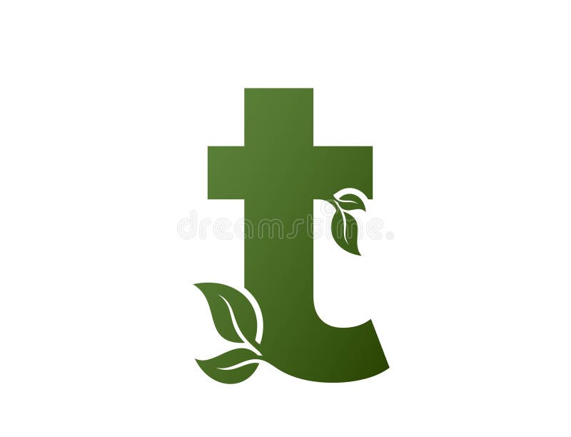 Green Lowercase Letter T with Leaves Icon. Eco, Nature and Environment ...