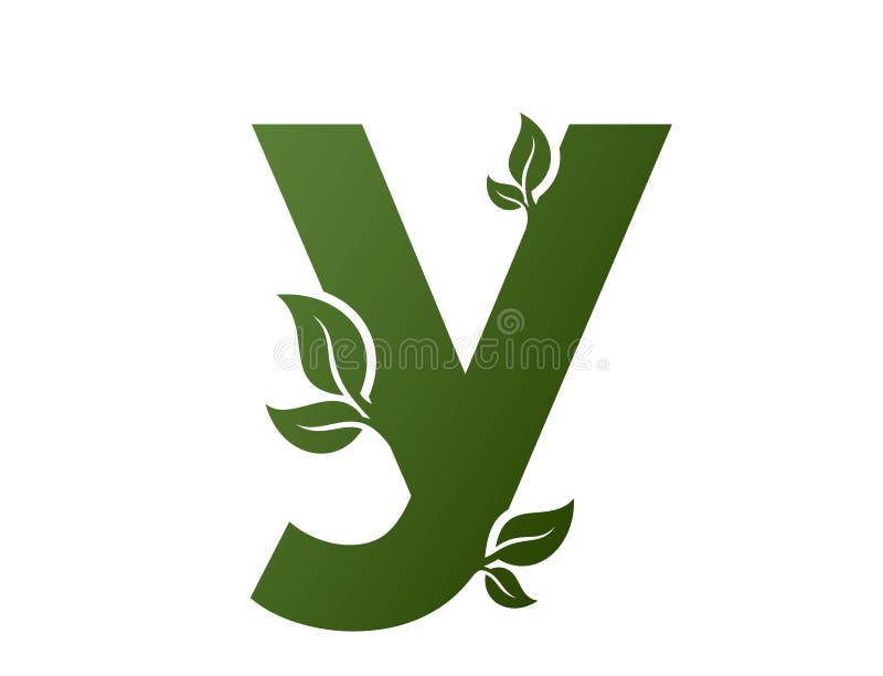 Green Lowercase Letter Y with Leaves Icon. Creative Eco Logo. Nature ...