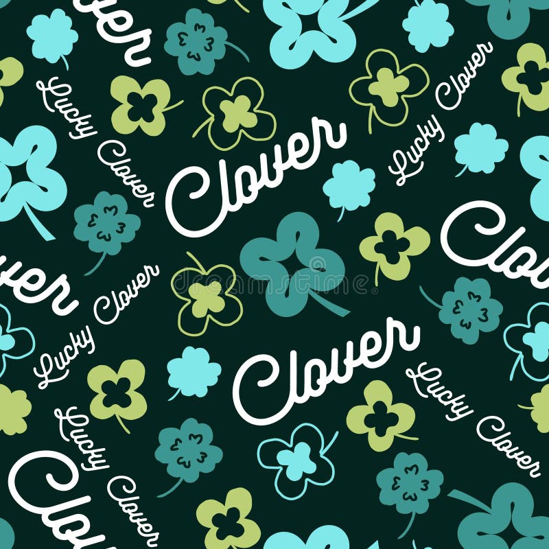 Green Lucky Charm Clover Leaves Silhouette Vector Pattern Stock ...