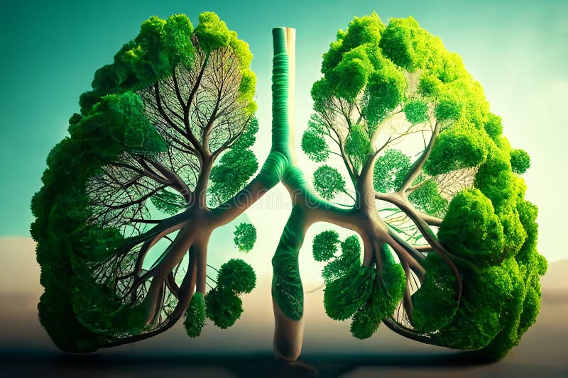 The Green Lungs of the Planet. Human Lungs in the Shape of Trees Stock ...