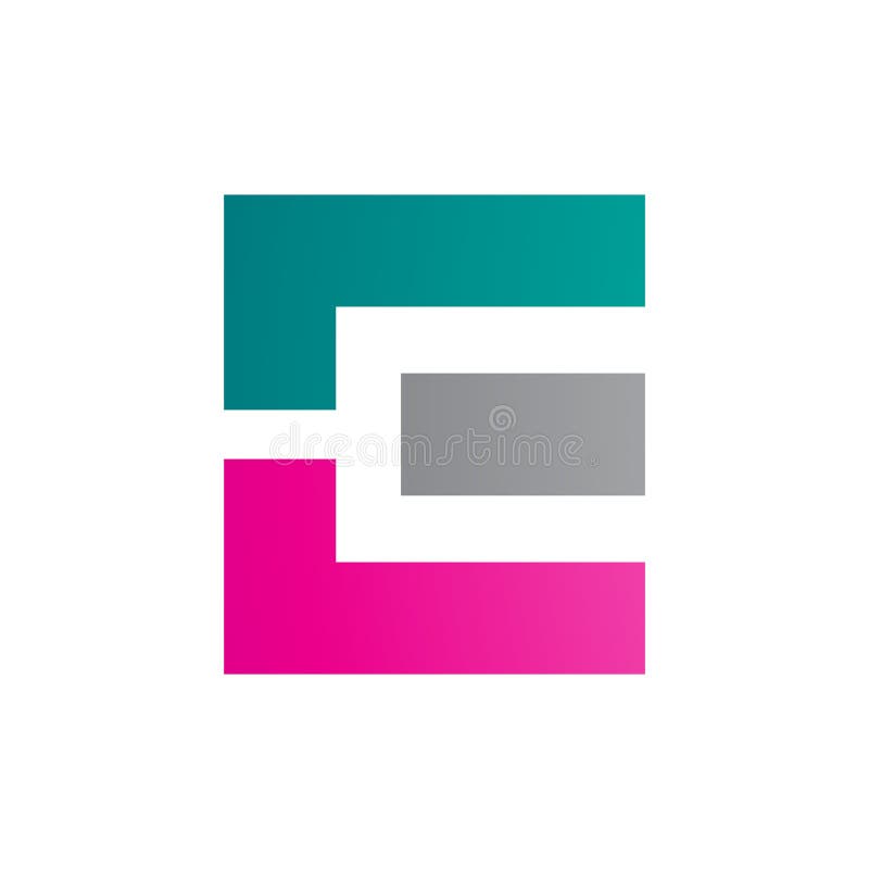 Green Magenta and Grey Rectangular Letter E Icon Stock Vector ...