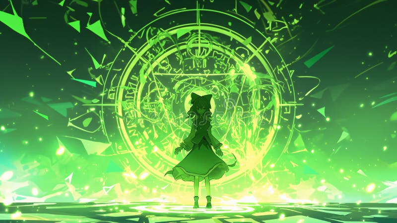 Green Magic Circle Light Spell Design Stock Illustration - Illustration ...