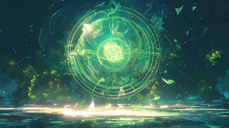 Green Magic Circle Light Spell Design Stock Illustration - Illustration ...