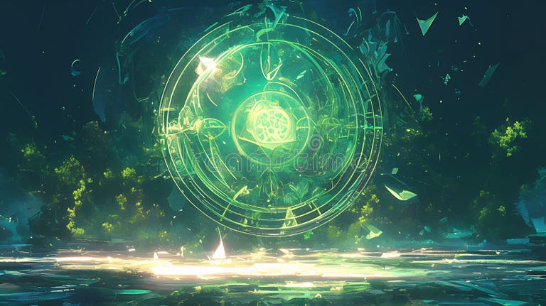 Green Magic Circle Light Spell Design Stock Illustration - Illustration ...