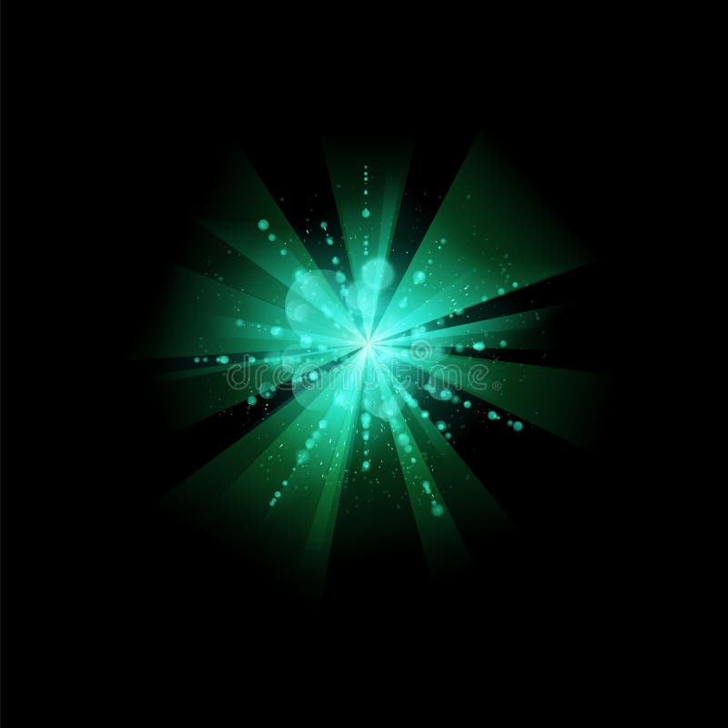 Green Magic Light Flash Vector on Isolated Black Background. Stock ...