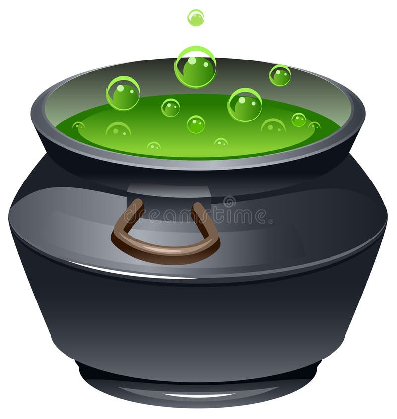 Green Magic Potion in Cauldron. Boiling Pot Stock Vector - Illustration ...