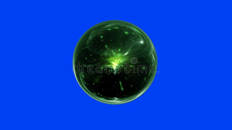 Green Magical Orb Spin on a Blue Screen Background Stock Footage ...