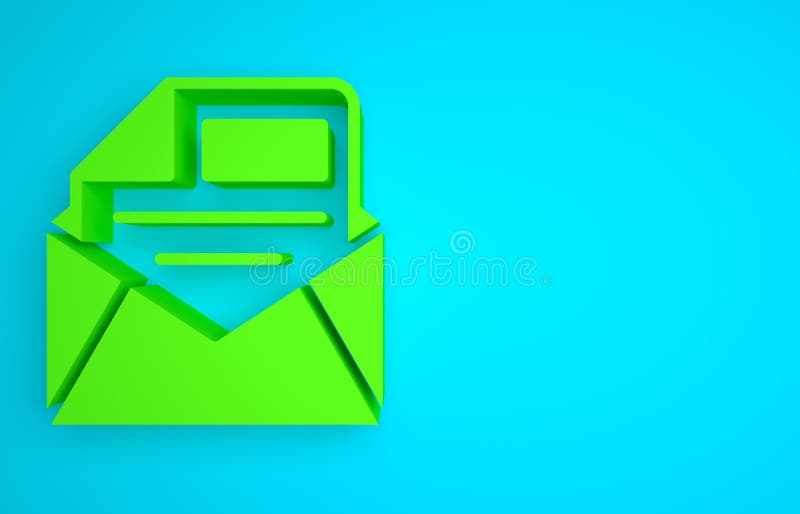 Green Mail and E-mail Icon Isolated on Blue Background. Envelope Symbol ...