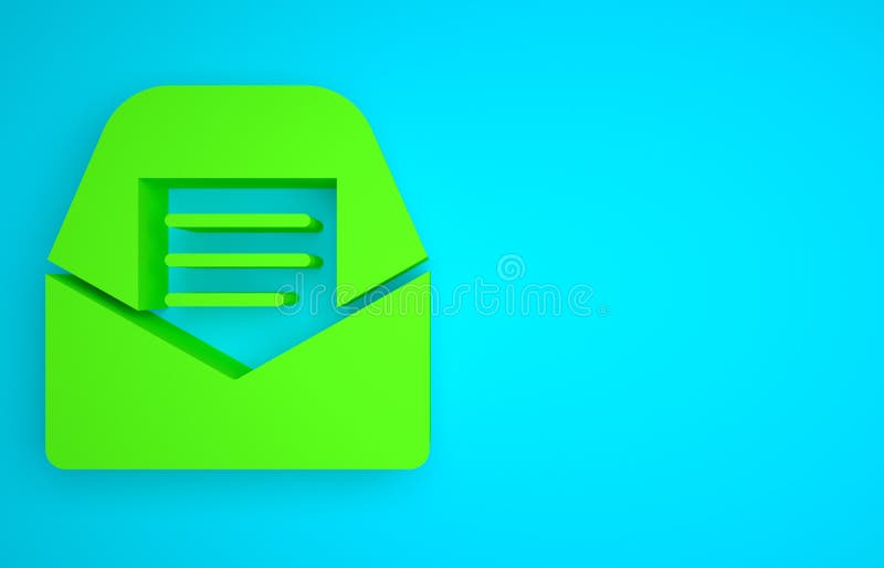 Green Mail and E-mail Icon Isolated on Blue Background. Envelope Symbol ...