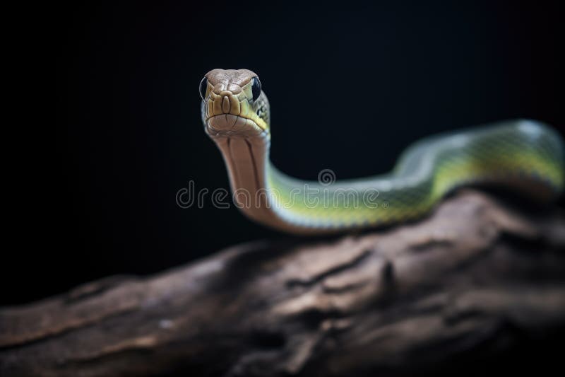 Green Mamba Against a Dark Background Stock Illustration - Illustration ...