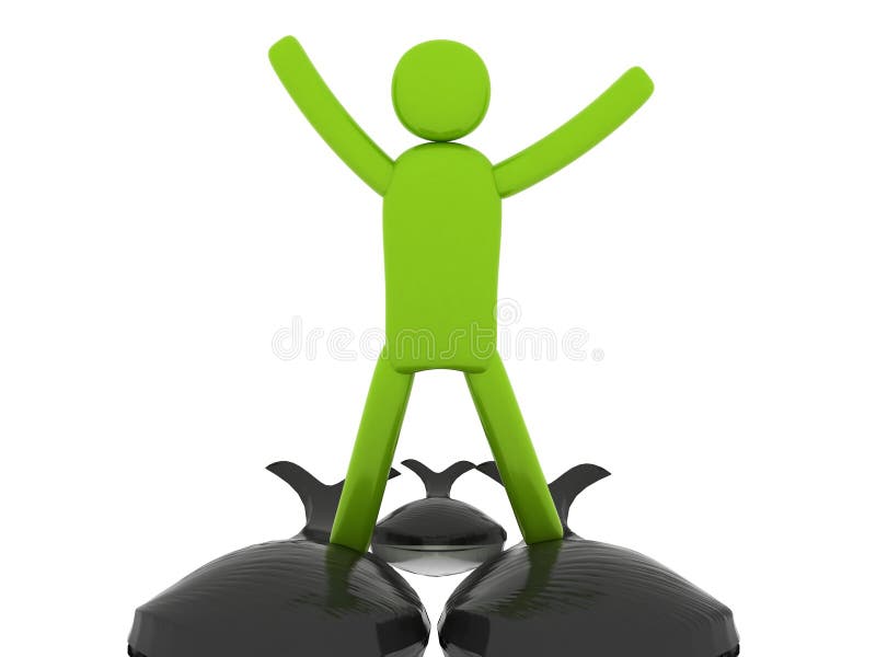 Green Man Standing on Three Whales Stock Illustration - Illustration of ...