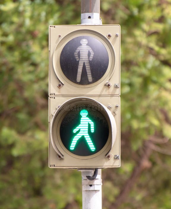 Green Man at a Traffic Light. Sign Stock Image - Image of green, safe ...