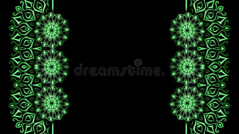 Green Mandala Border on Black Background Stock Footage - Video of shape ...