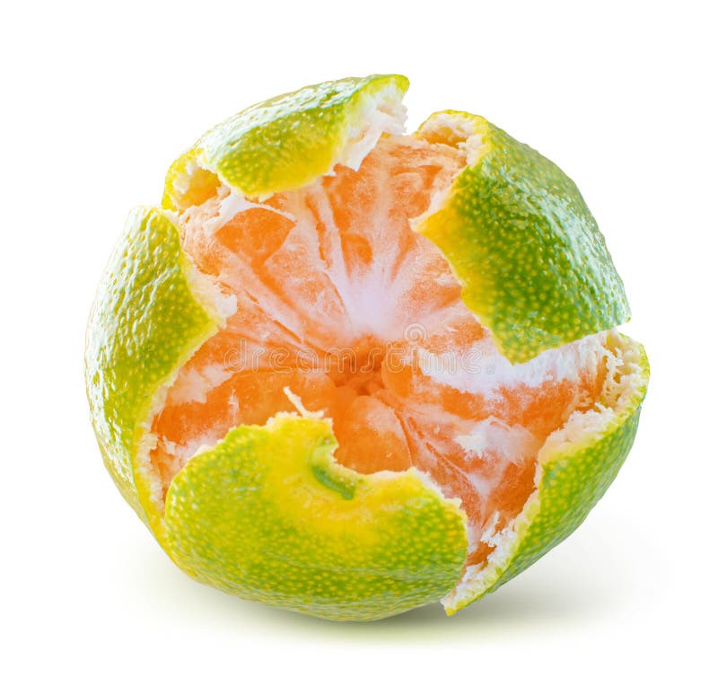Green Mandarin Isolated on White Background Stock Image - Image of peel ...