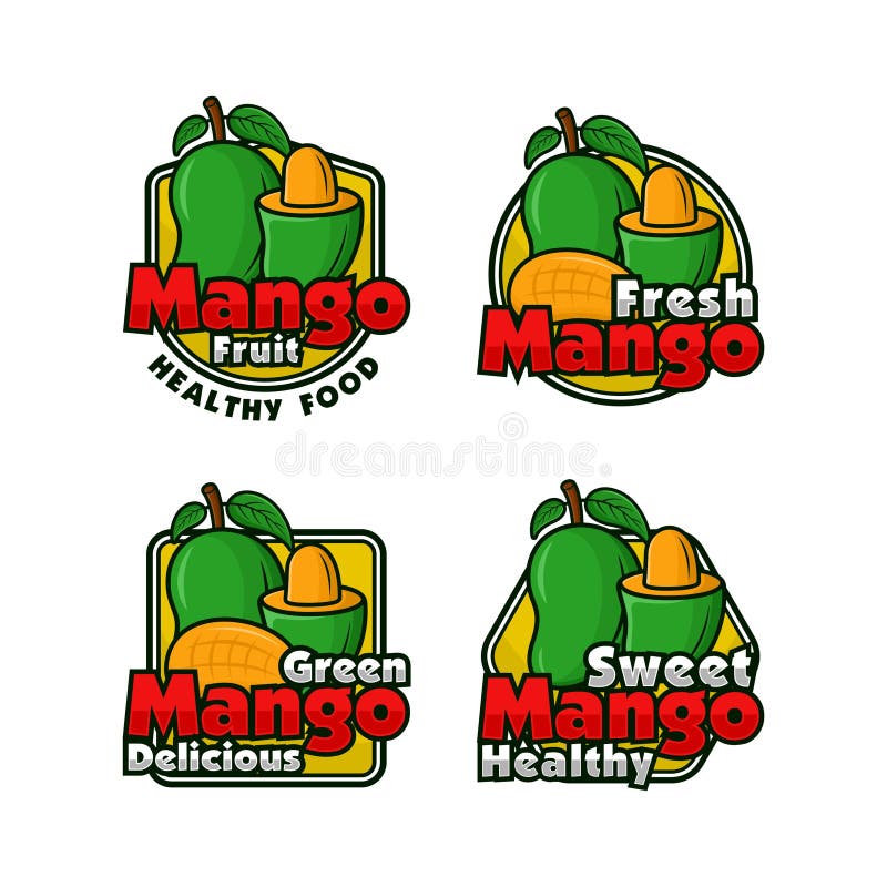 Green Mango Badge Label Design Collection Stock Vector - Illustration ...