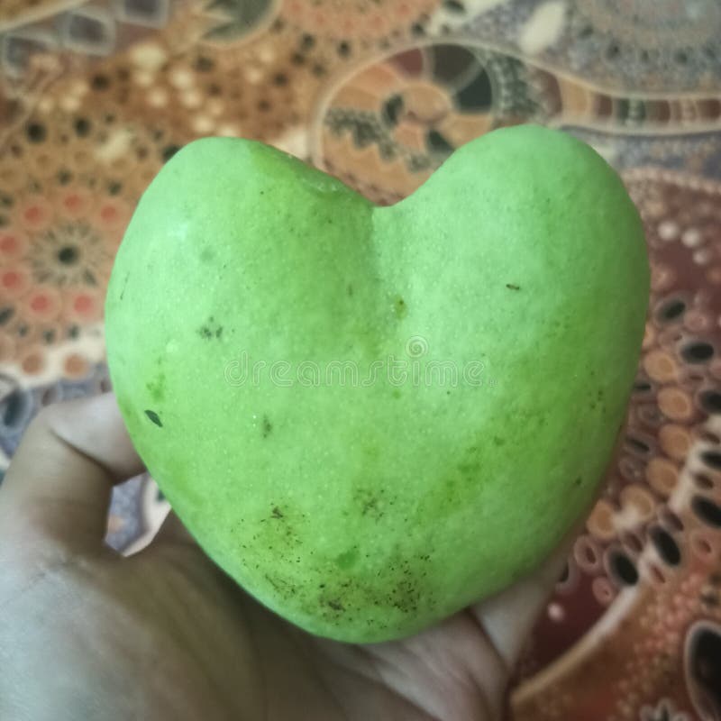 A Green Mango with a Heart Shape Stock Photo - Image of shapes ...