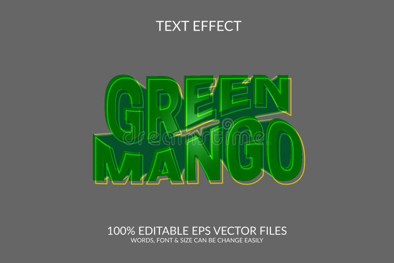 Green Mango Vector Eps 3d Text Effect Design. Stock Illustration ...