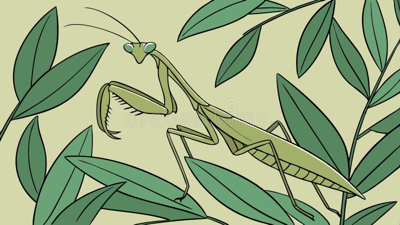 Green Mantis and Leaves Pattern, Nature Inspired Vector Design. Vector ...